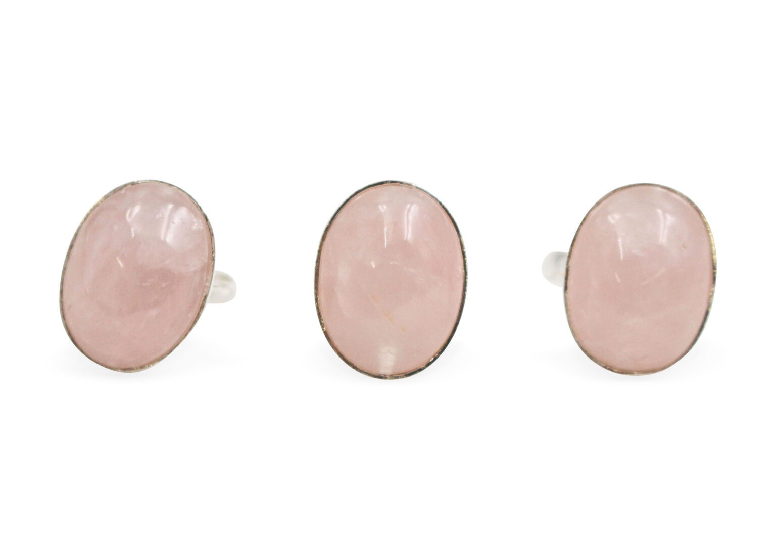 Rose Quartz "Cabochon" Sterling Silver Ring - Crystal Dreams World